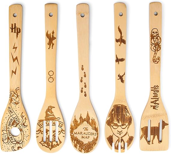 Harry Potter Gifts - 5 Piece Wooden Utensils for Cooking,Harry Potter ...