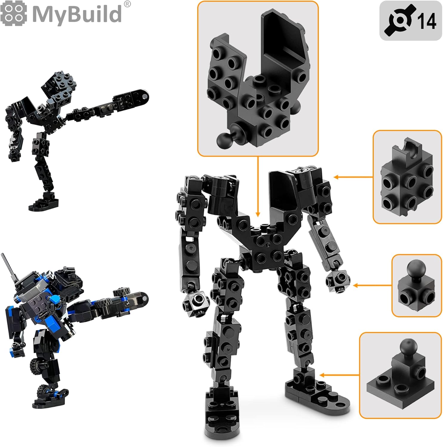 MyBuild Mecha Frame Armed Forces Stryker 5022 Bloques de robot de armadura negra de juguete ...