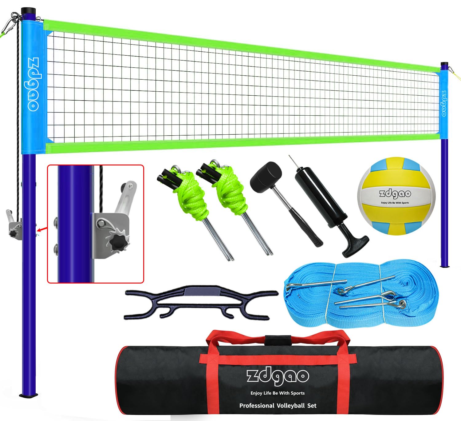 Zdgao Volleyball Net Outdoor - Professional Volleyball Set with Height ...