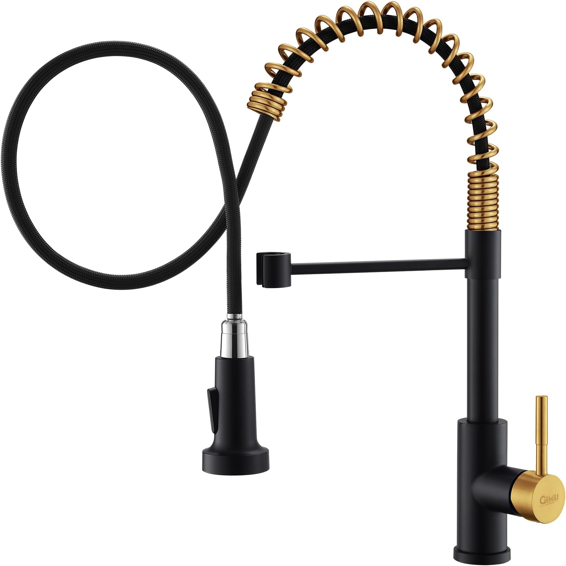 Darnok 79724BX Costa Black and Gold Kitchen Faucet with Pull Down ...