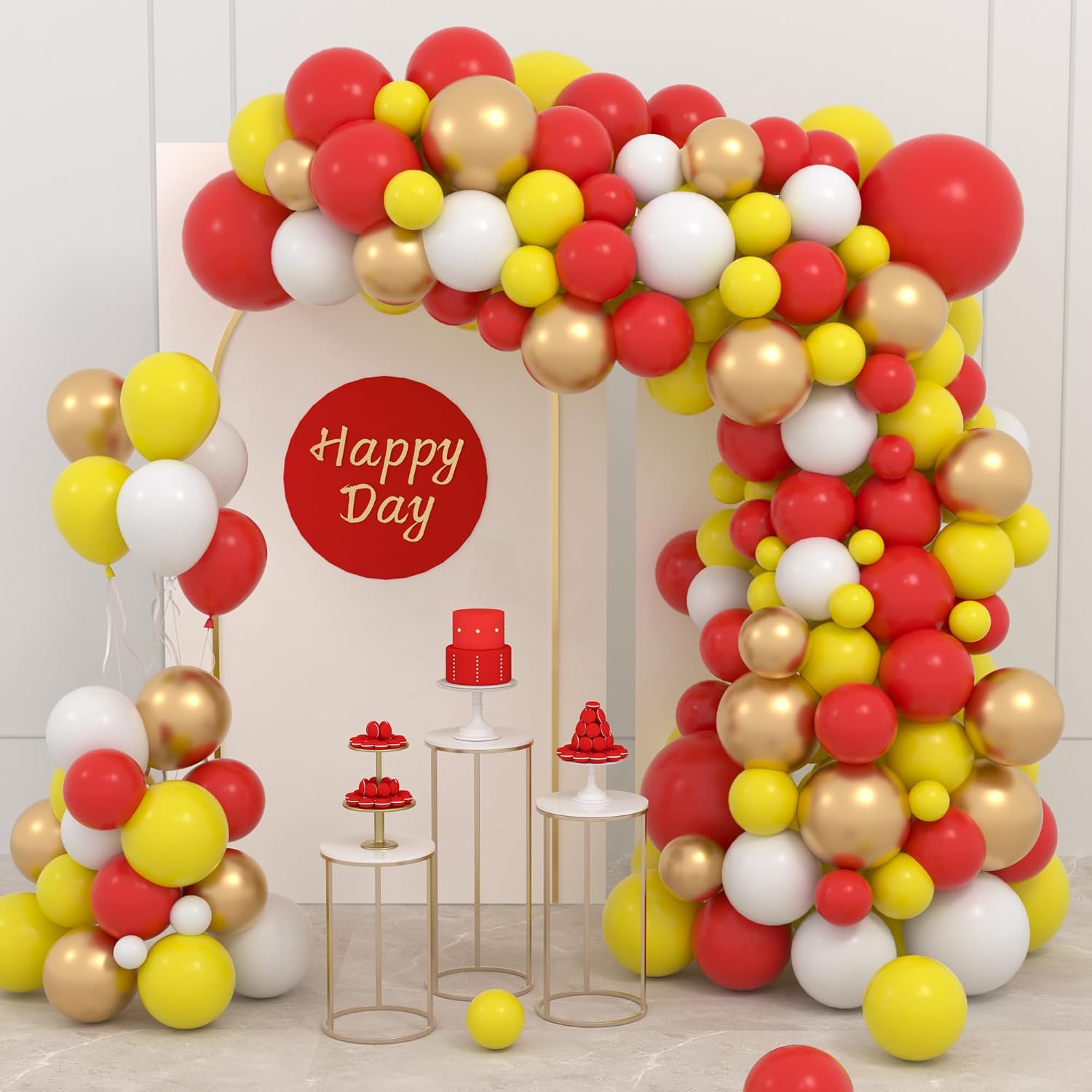 Amazon.com: Red Yellow White Balloon Garland Arch Kit, 142PCS Yellow ...