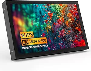 Mini Moniteur 7 Pouces, 1024×600 HD IPS Mini Écran avec Haut-parleurs Intégrés/HDMI/VGA/AV ...