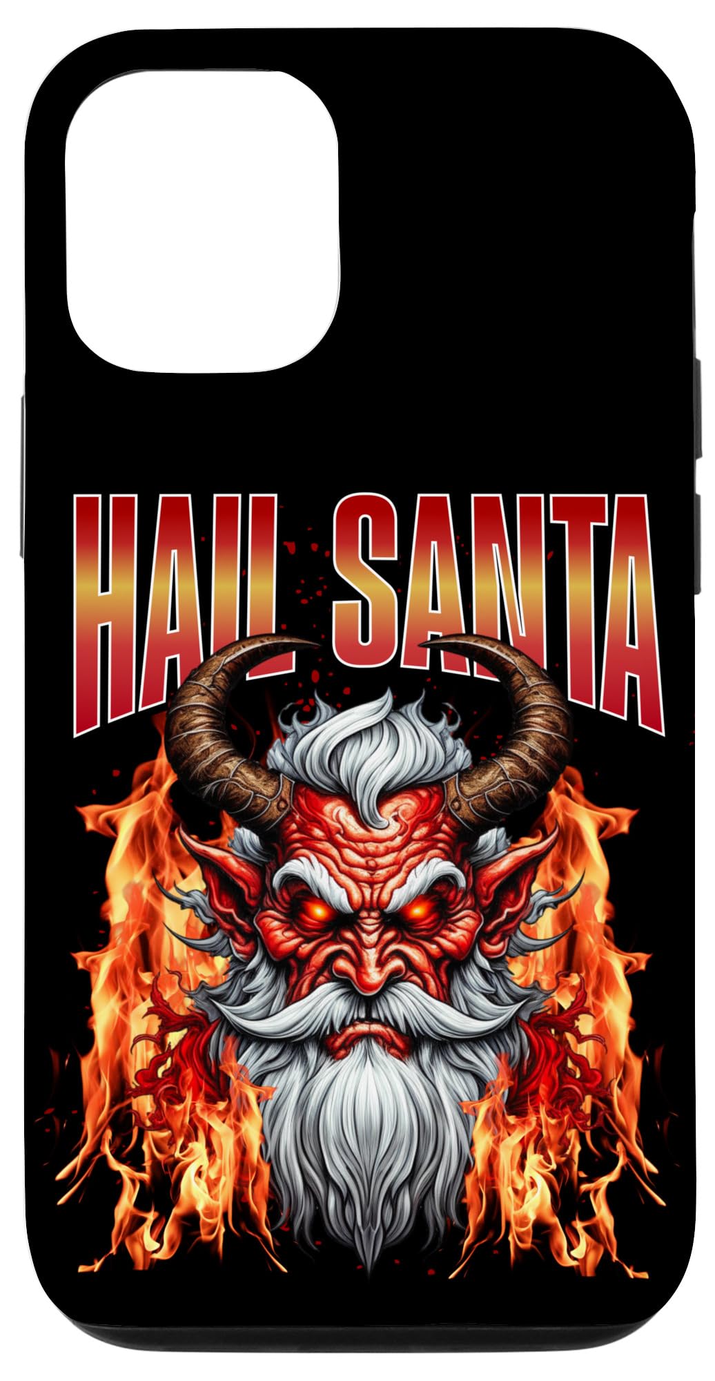 Satanic Santa Christmas Halloween Evil Santa Claus Holds Human Skull