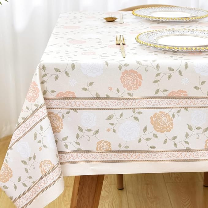 Amazon.com: Zobesta Vinyl Tablecloths for Rectangle Tables, Floral ...