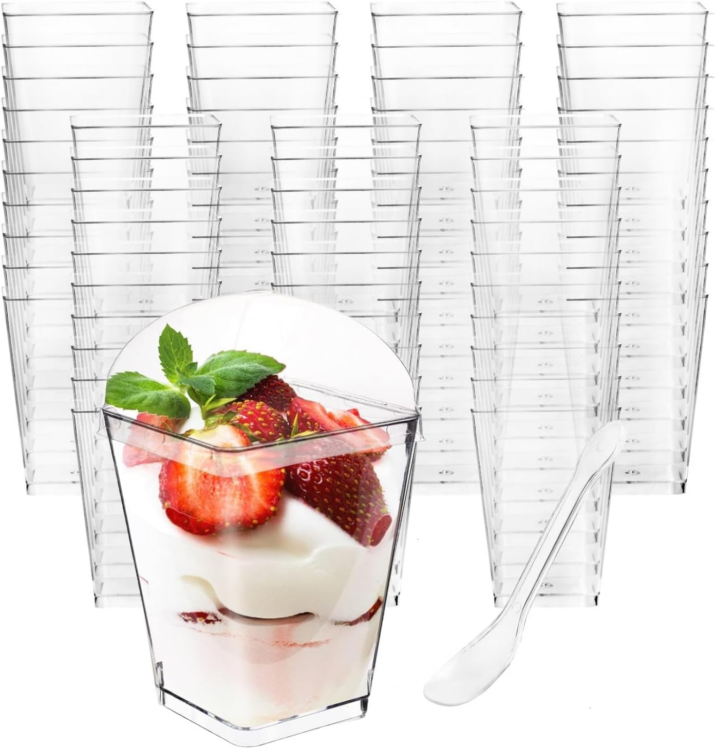 Amazon.com | Monrocco 50 Pack 5 oz Plastic Dessert Cups with Lids and ...