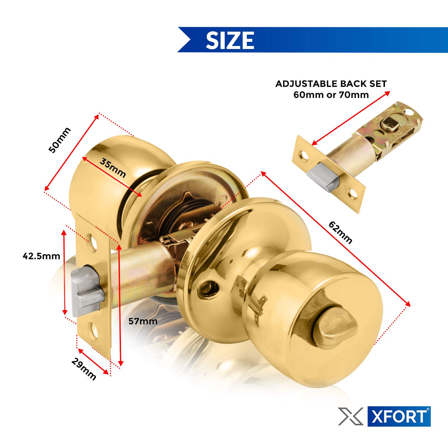 Buy XFORT® Entrance Knob Set Polished Brass, Tulip Design Door Lock for ...