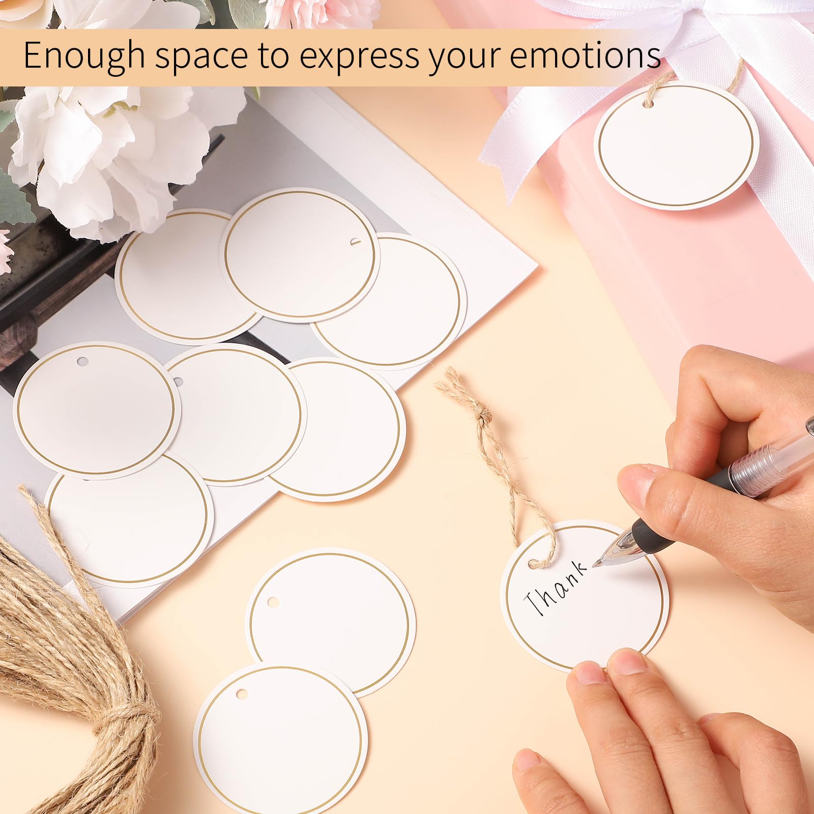 Snapklik.com : 120 PCS White Gift Tags, 2 Round Gift Tags