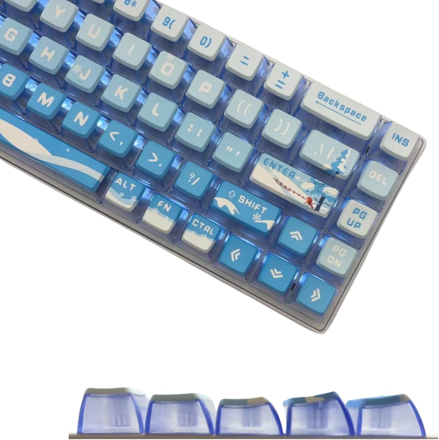 Amazon.com: Qeefairary Blue Pudding Keycaps, Dye Sub PBT Keycaps,Custom ...