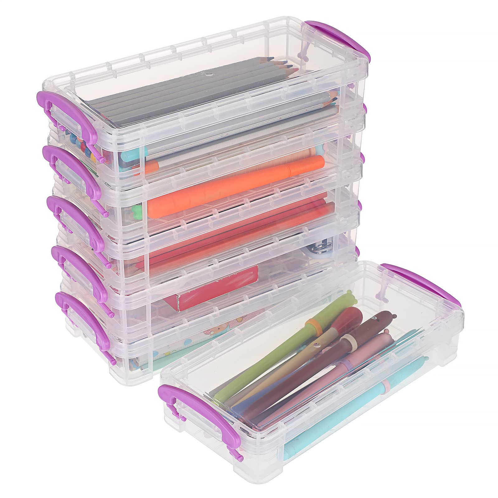 Amazon.com: BTSKY Set of 6 Large Capacity Pencil Box, Office Supplies ...