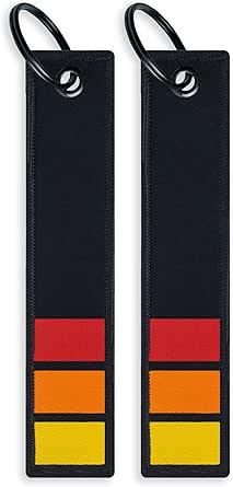 (2-PACK) Classic Heritage Retro Stripe Keychains: Yellow, Orange Red on ...