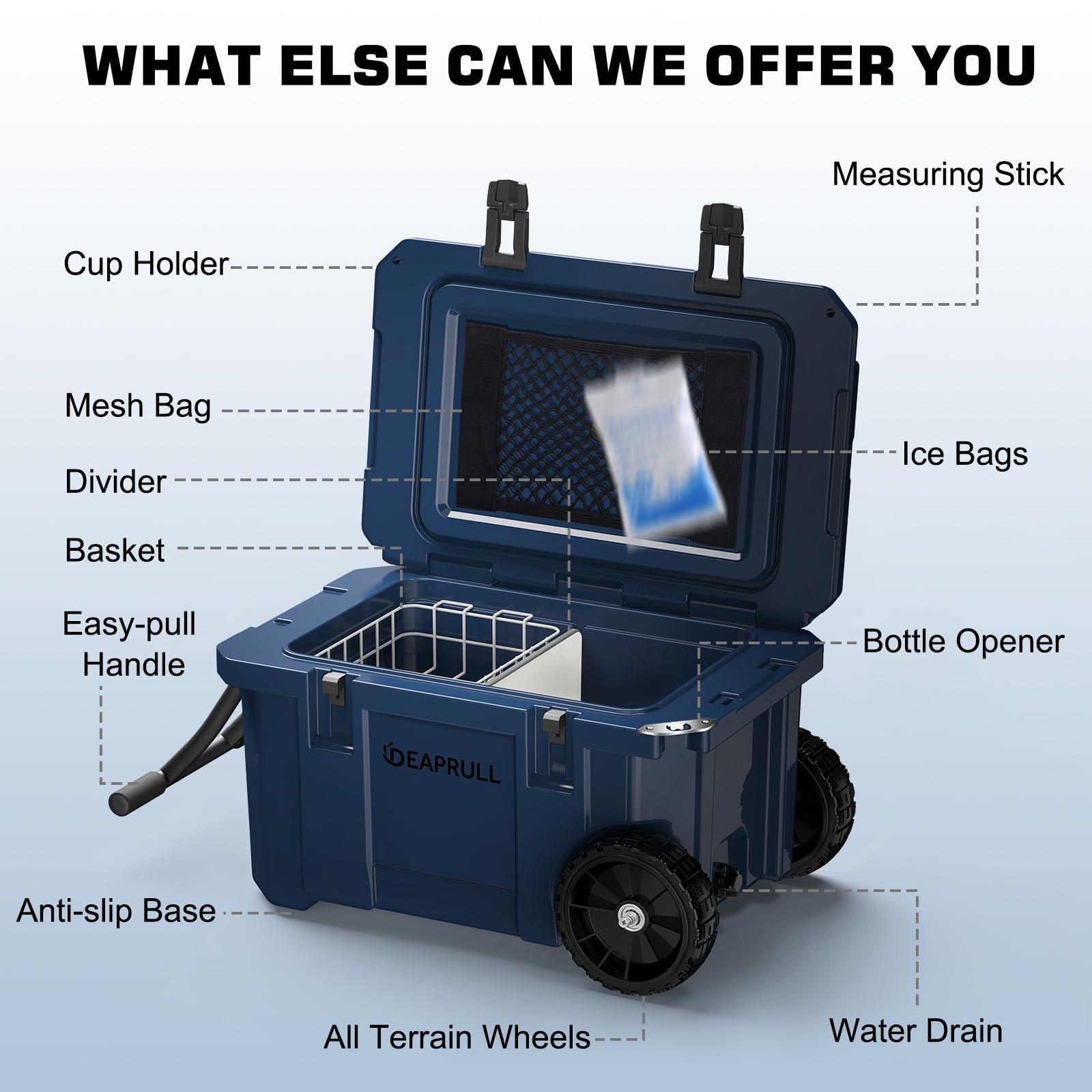 55 Quart Cooler with Wheels, Ice Chests Portable Camping Cooler Holds ...