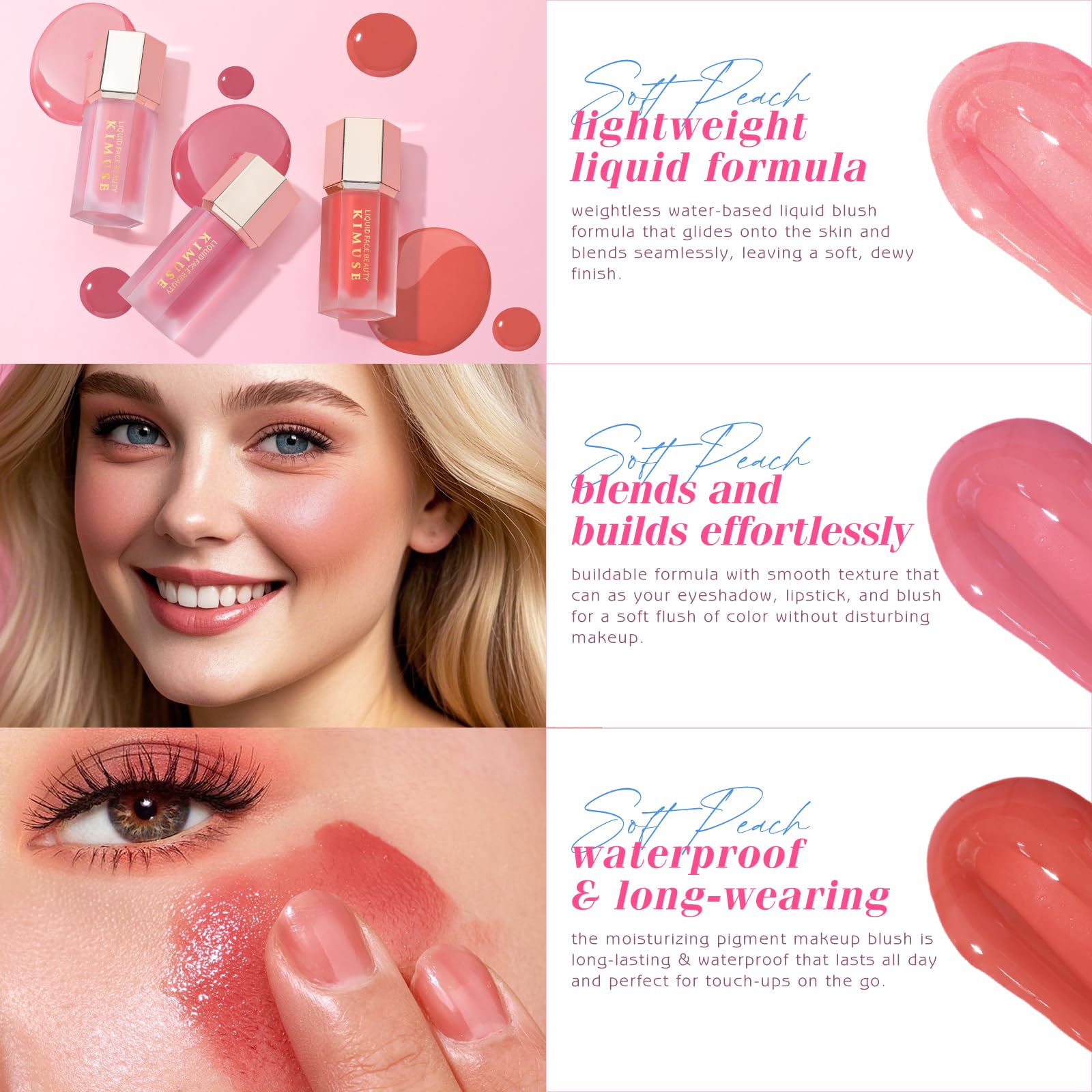 Snapklik.com : KIMUSE Liquid Blush - Soft Cream Blush For Cheeks