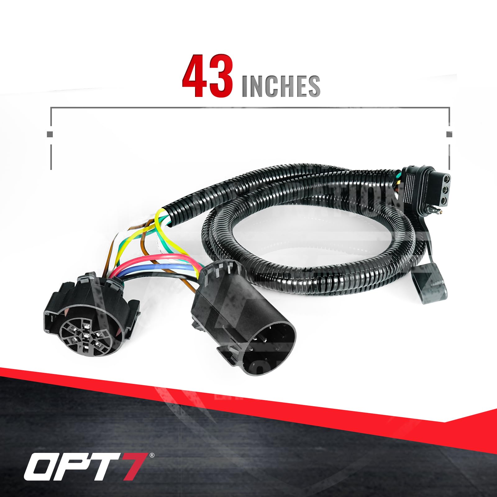 Snapklik.com : 7 Pin To 4 Pin Harness, 43" Trailer Extension Wiring ...