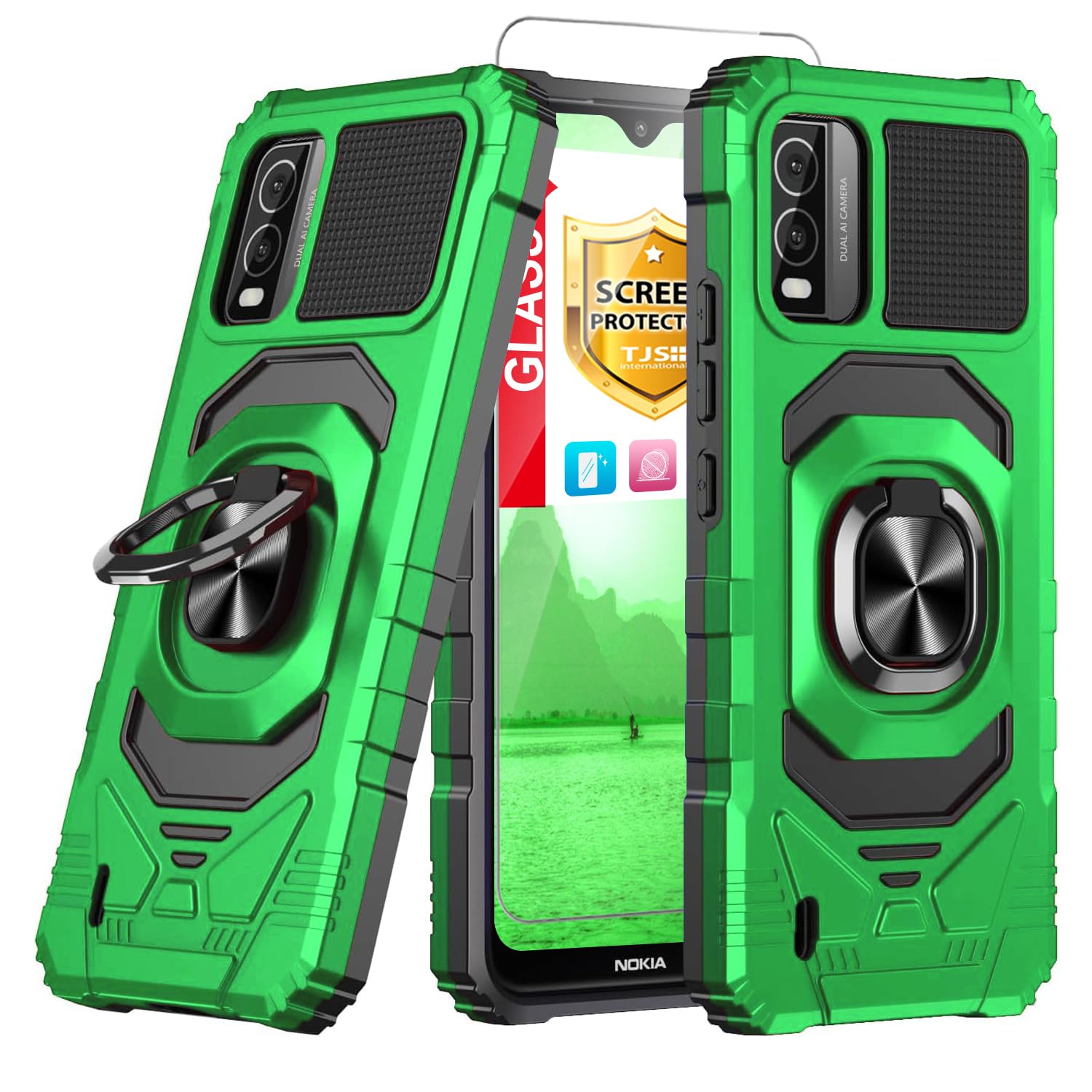 Amazon.com: TJS Compatible for Nokia C210 Case, with Tempered Glass ...