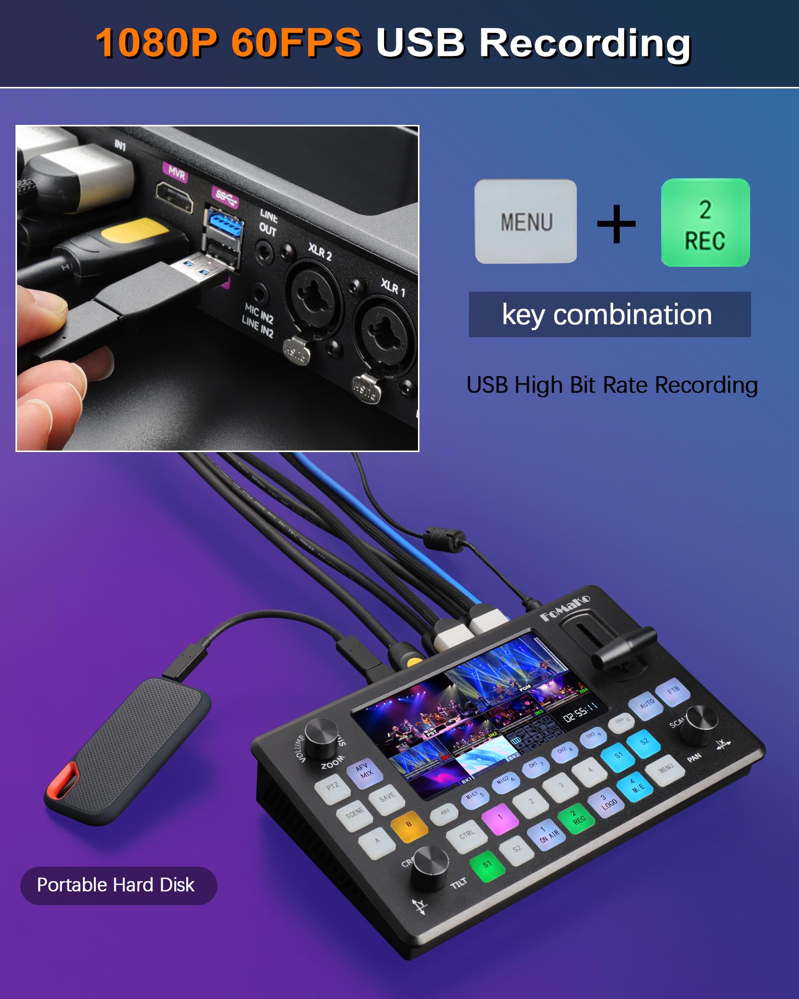 Snapklik.com : FoMaKo Video Mixer Switcher 5.5 Inch FHD LCD Screen 4 ...
