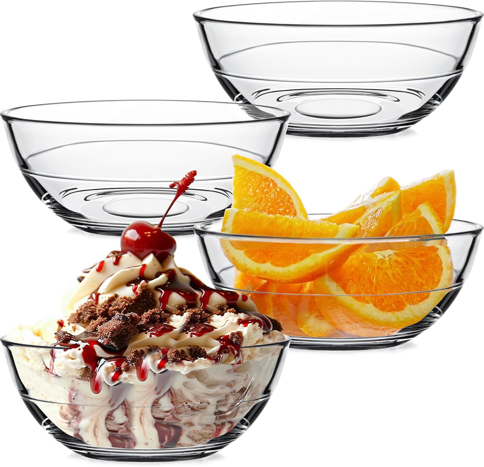 Amazon.com: NUTRIUPS 10oz Small Glass Bowls Set of 6, 4.5in Clear Glass ...