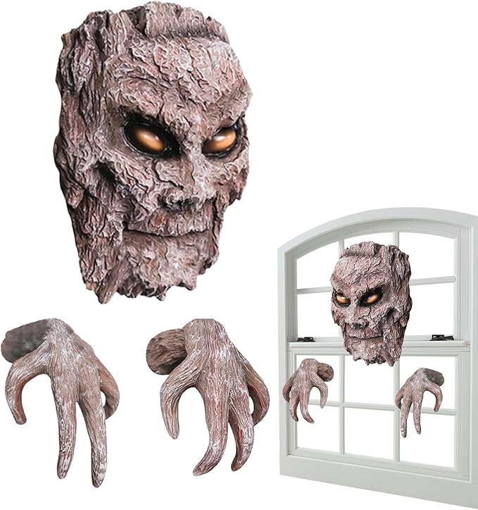 Amazon.com: Halloween Horror Tree Face Witch's Hand Decor Set Statuesm ...