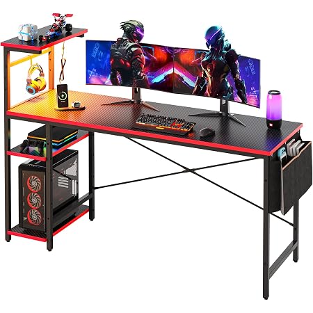 Amazon.com: SEDETA Gaming Desk 70.8'' with LED Lights and Storage ...