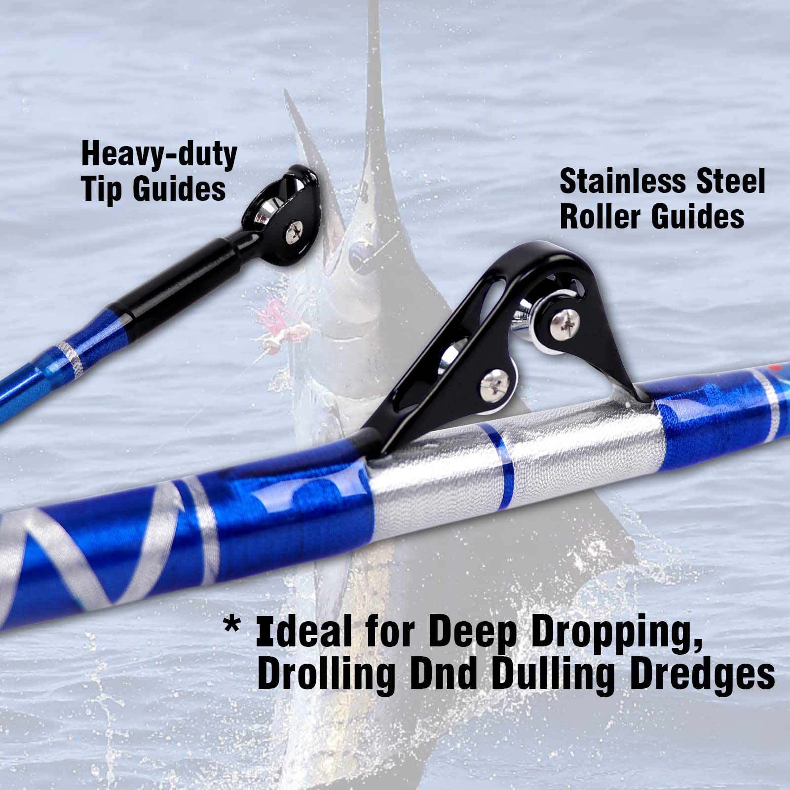Fiblink Bent Butt Fishing Rod 2-Piece Saltwater Offshore Trolling Rod