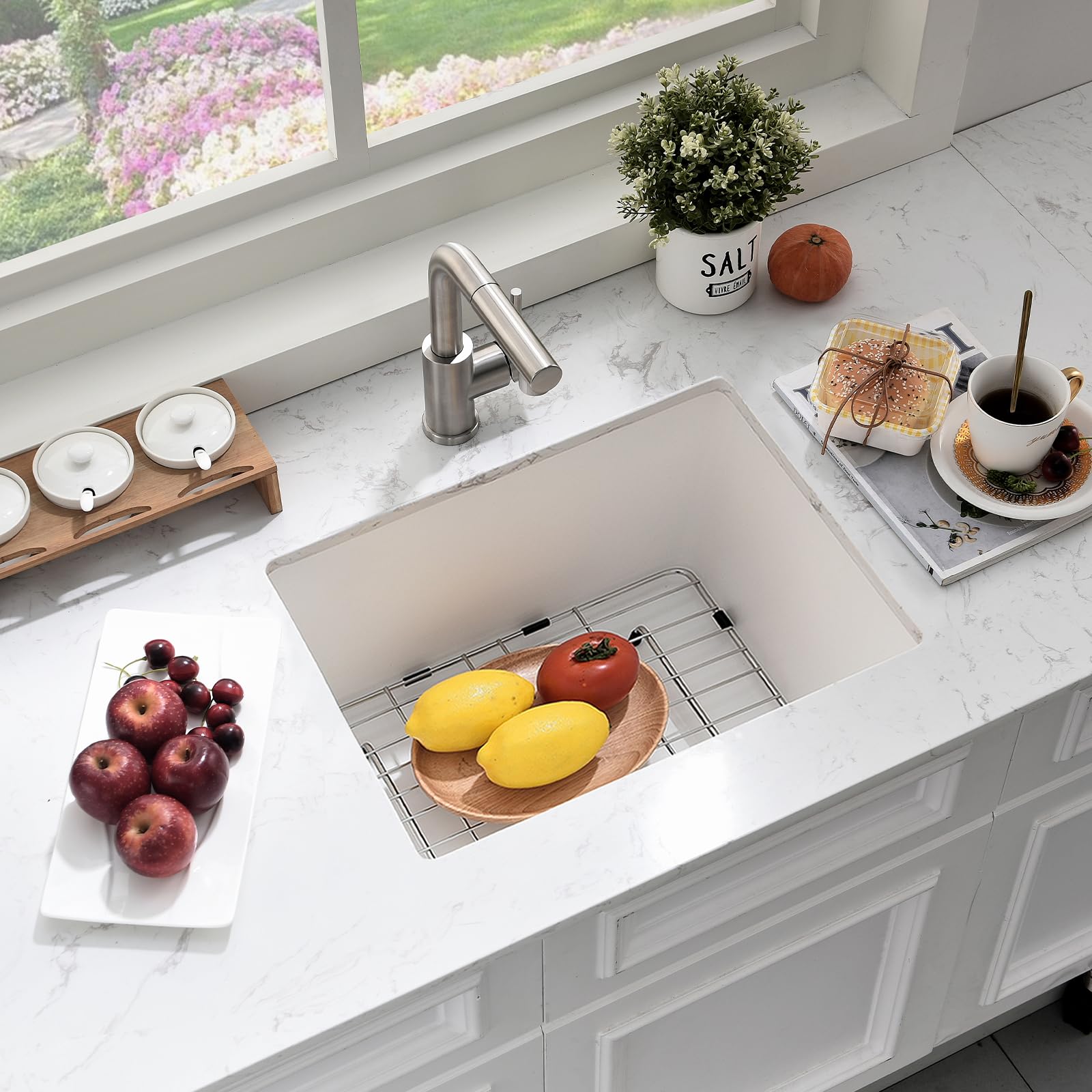 Snapklik.com : 22 Inch White Bar Sink Undermount-Bokaiya 22x17 Quartz ...