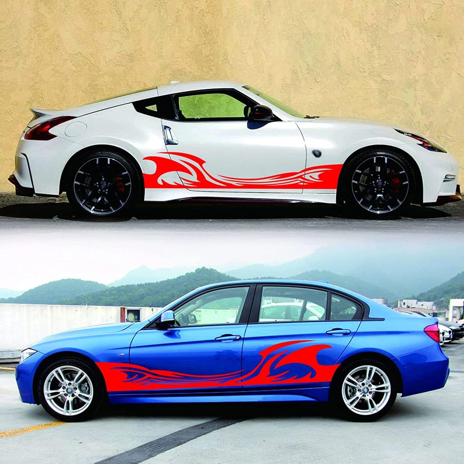 2 calcomanías de 82 x 15.4 pulgadas con gráficos de llama ondulada ...