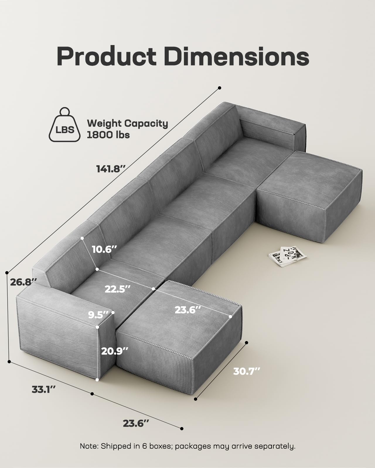 Snapklik.com : Marsail 142" Oversized Deep U Shaped Modular Sofa ...