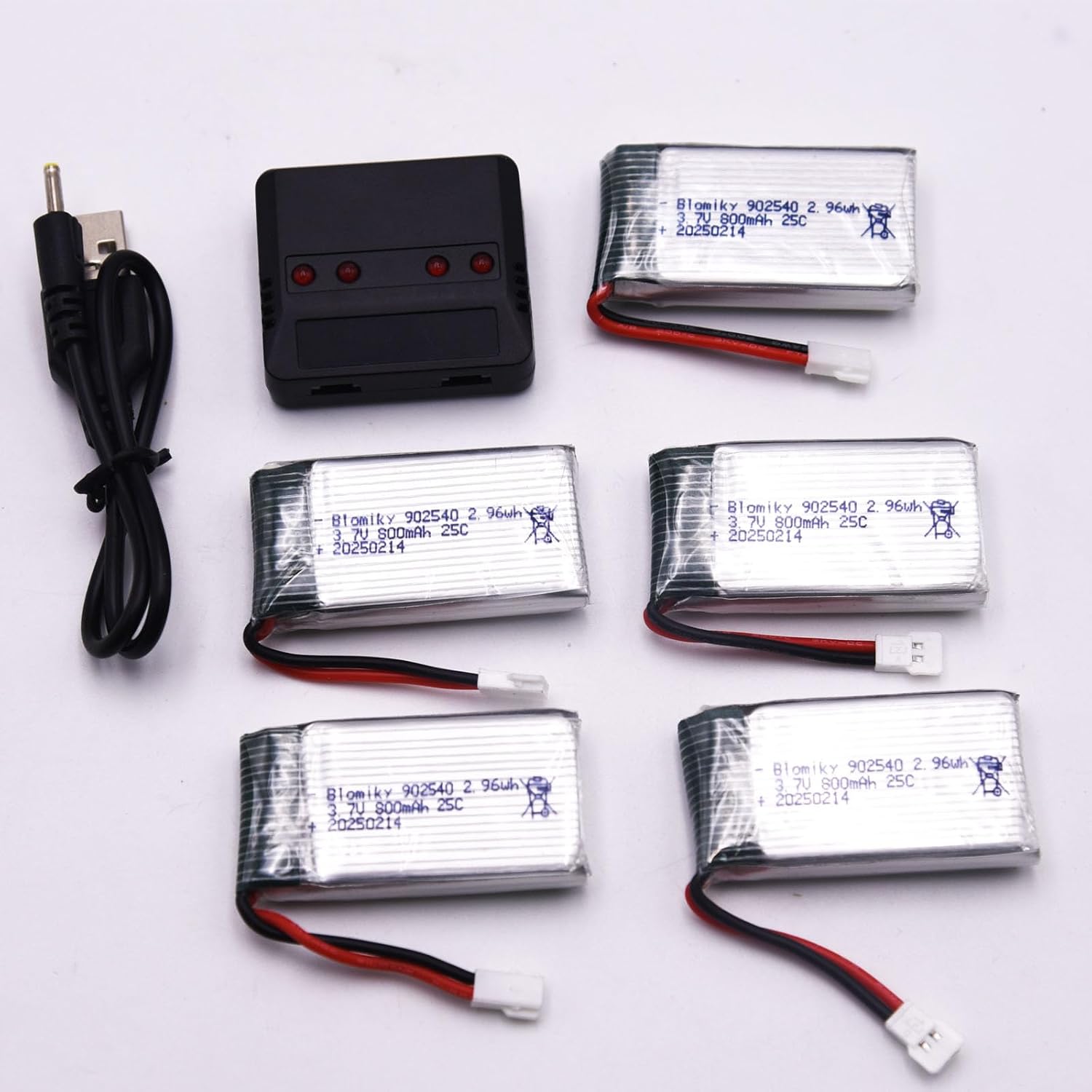 Amazon.com: Blomiky 5 Pack 3.7V 800mAh Li-PO 25C MX2.0 Battery and 4 in ...