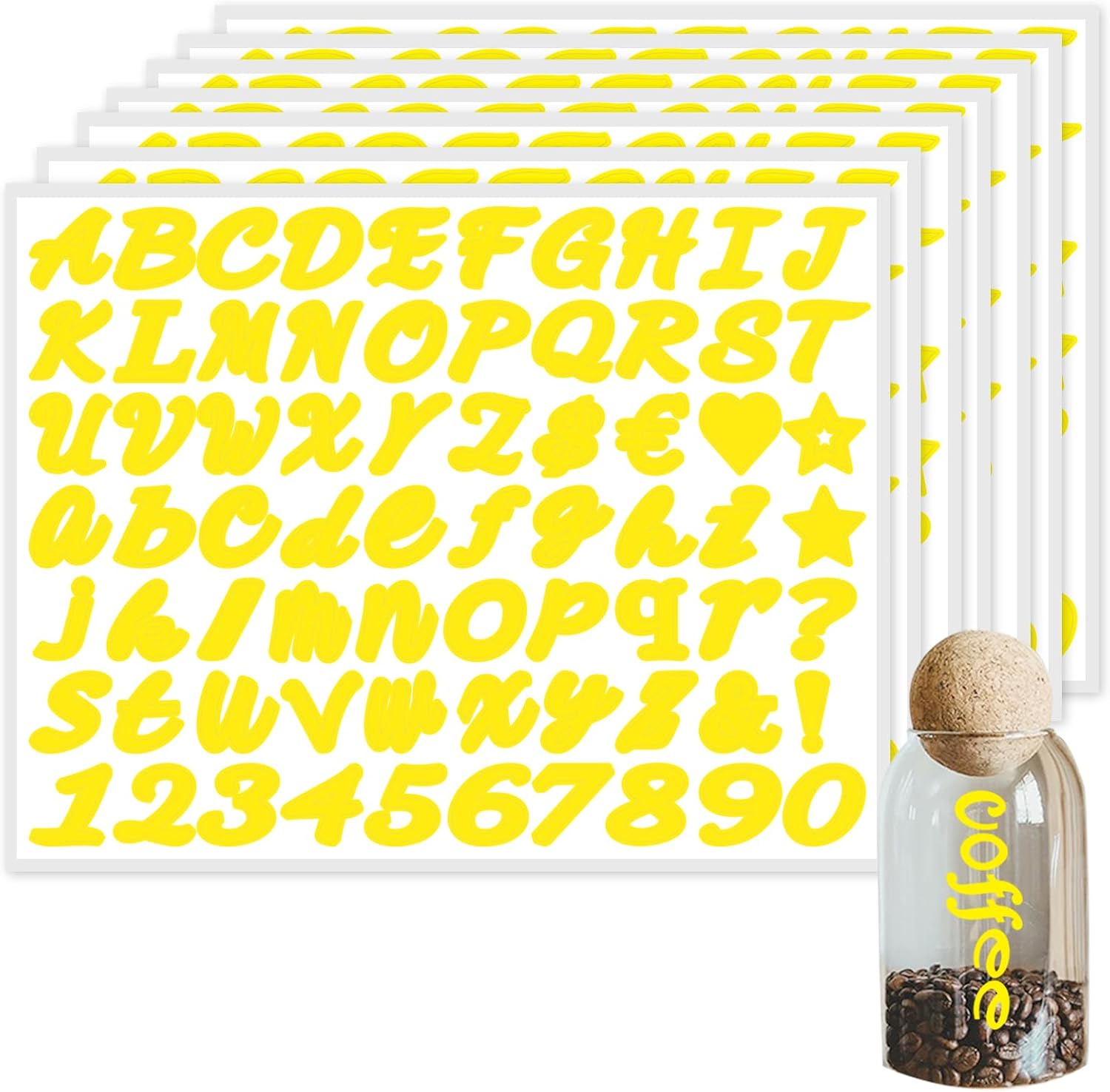 Amazon.com: Starboling Letter Stickers,1 inch 10 Sheets Yellow Alphabet ...