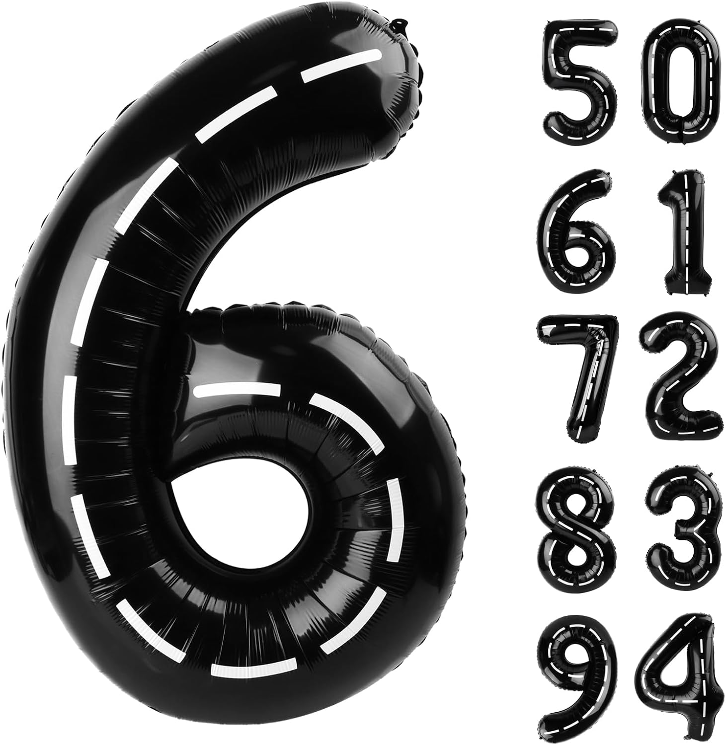 Amazon.com: Race Car 6 Balloon, Number Balloons 40 Inch, 6th Black ...