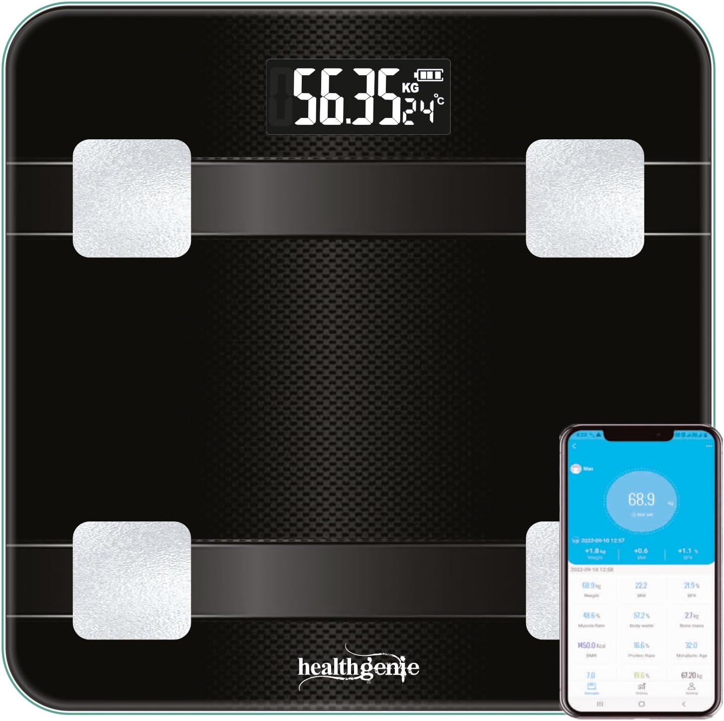 Healthgenie Smart BMI Weight Machine for Body Weight with 18 Body ...