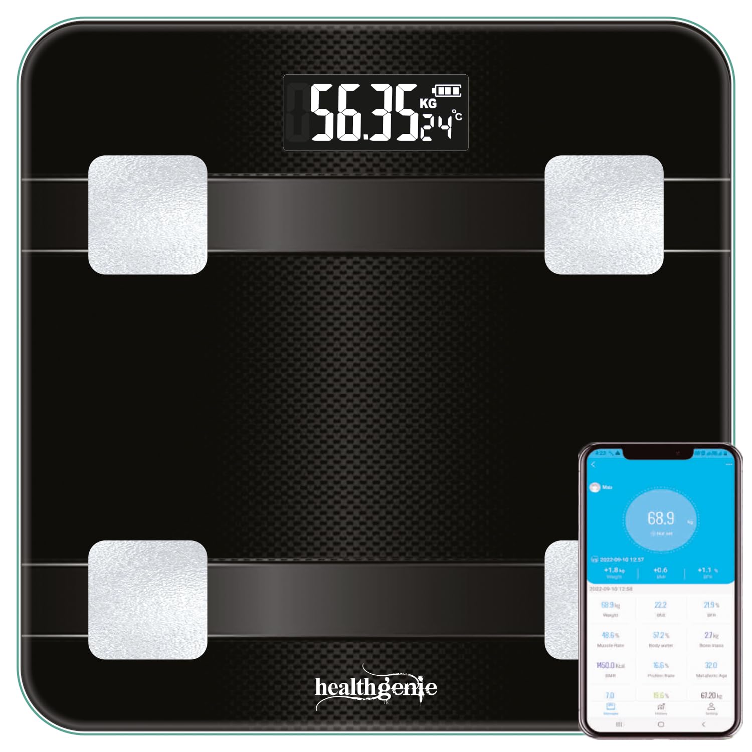 Healthgenie Smart BMI Weight Machine for Body Weight with 18 Body ...