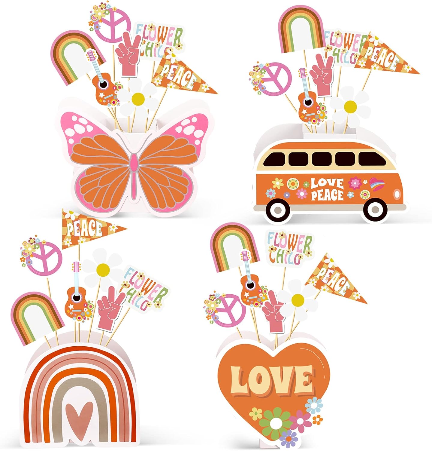 Amazon.com: BBTO 32Pcs Groovy Retro Hippie Boho Party Centerpieces for ...