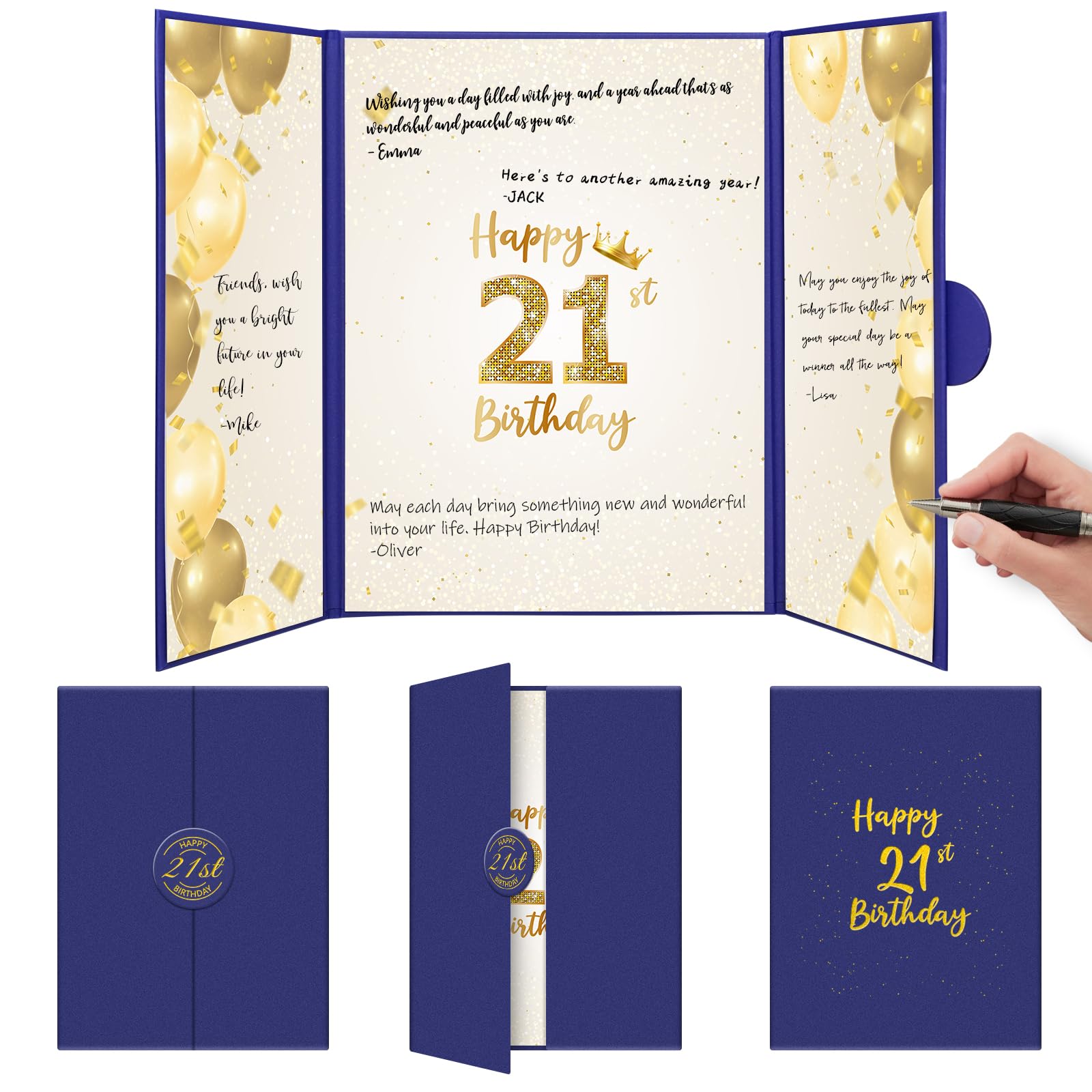 Amazon.com: 21st Birthday Decorations for Men Women, Navy Blue 21st ...