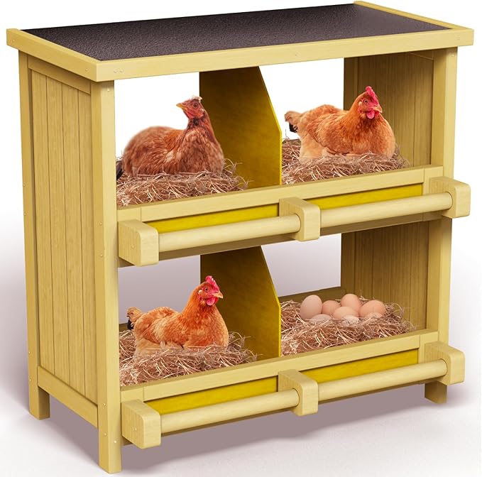 Amazon.com: DYTREND Nesting Boxes for Chickens, 4 Compartments Wooden ...