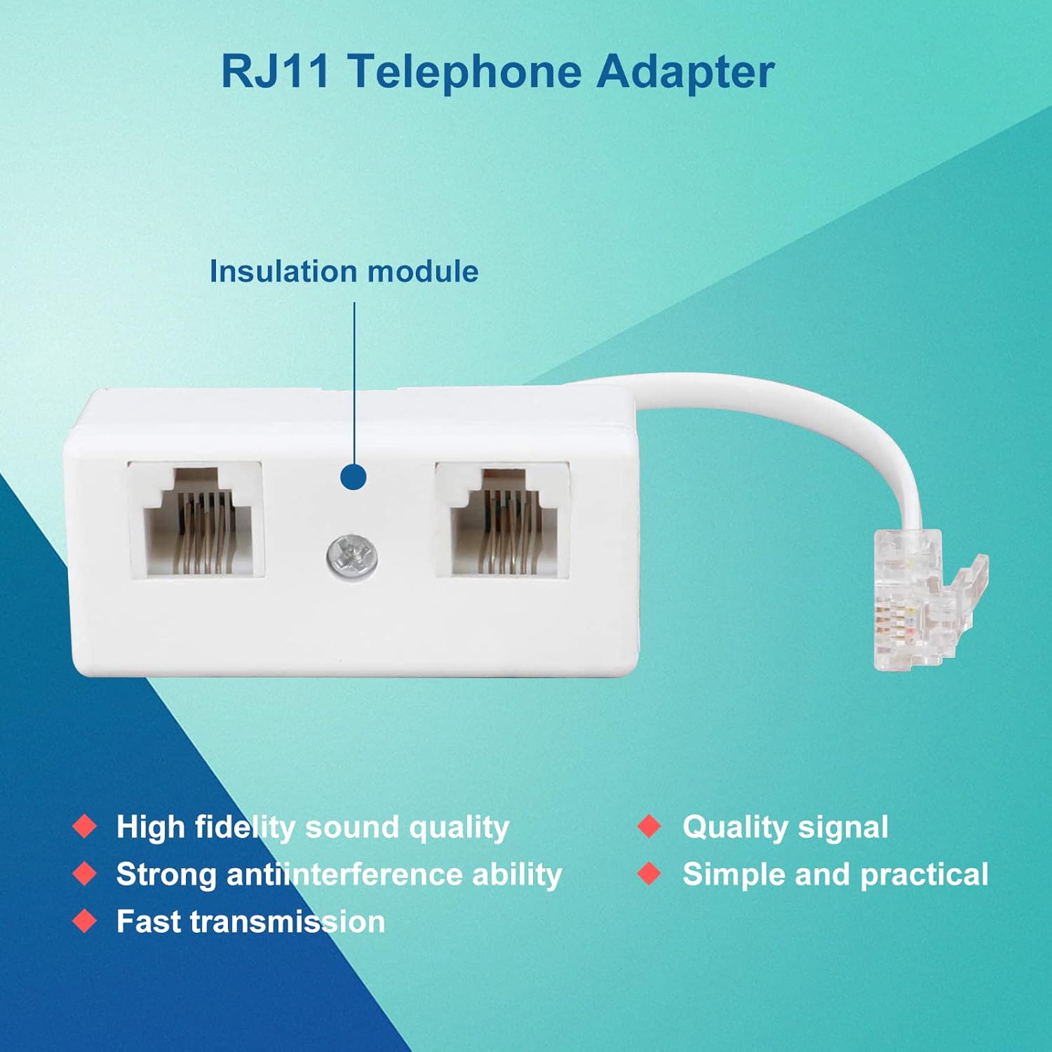 DIFCUL Two Way Telephone Splitters, Cable RJ11 6P4C Telephone Wall ...