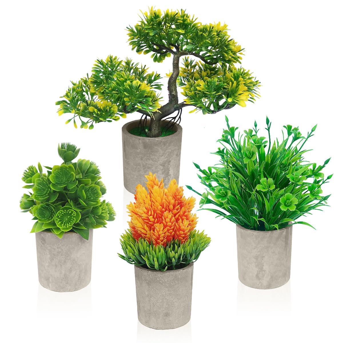 SASPOLO Lifelike Premium Artificial Plants Indoor Set of 4 Pots for ...