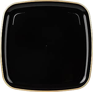 Amazon.com: Black Gold Rim Square Organic Plastic Tray - 14" (Pack of 1 ...