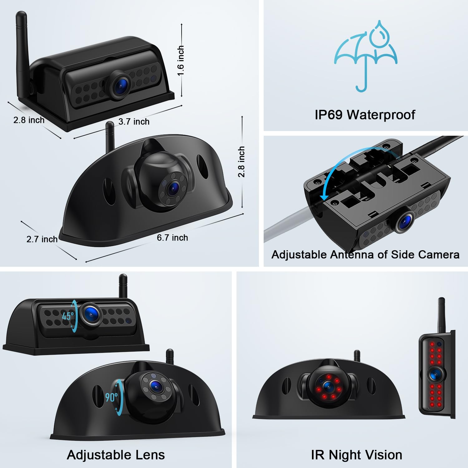 Snapklik.com : Fookoo HD 4 Cameras Wireless RV Backup System, 7" Split ...