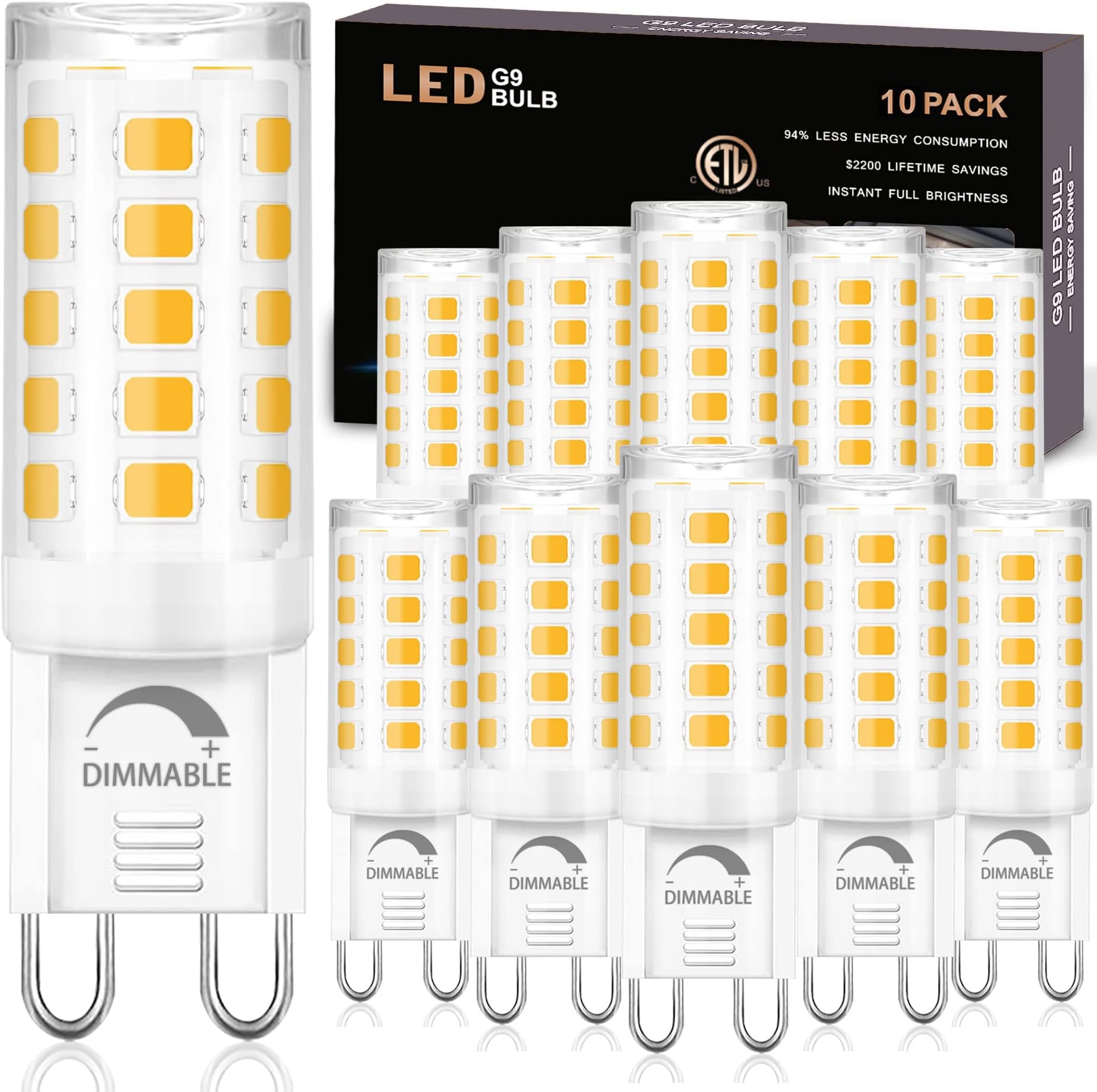 10 Pack G9 LED Bulb Dimmable 4W (40W Halogen Equivalent) 4000K Natural ...