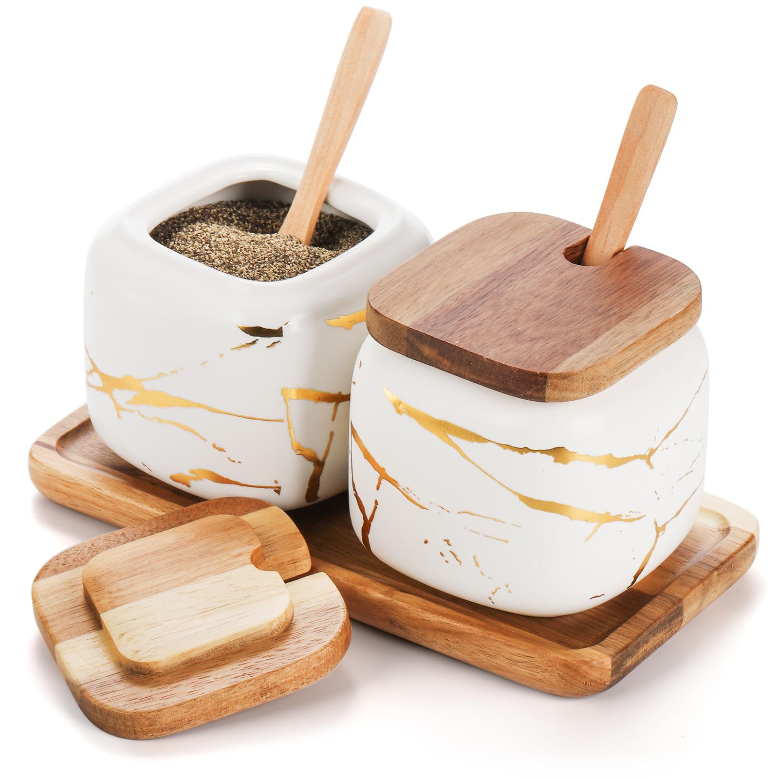 Amazon.com | Dicunoy 2 Pack Ceramic Sugar Bowl, Salt and Sugar ...