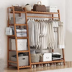 Amazon.com: GRIPITHPY Bamboo Clothing Garment Rack,7-Tier Storage ...