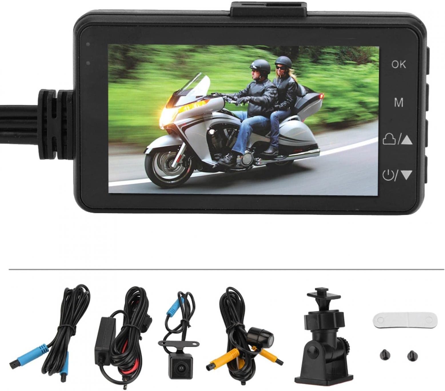 Longzhuo 3" LCD Motorcycle Dash Cam Front & Rear 1080P + 480P, IP68 ...