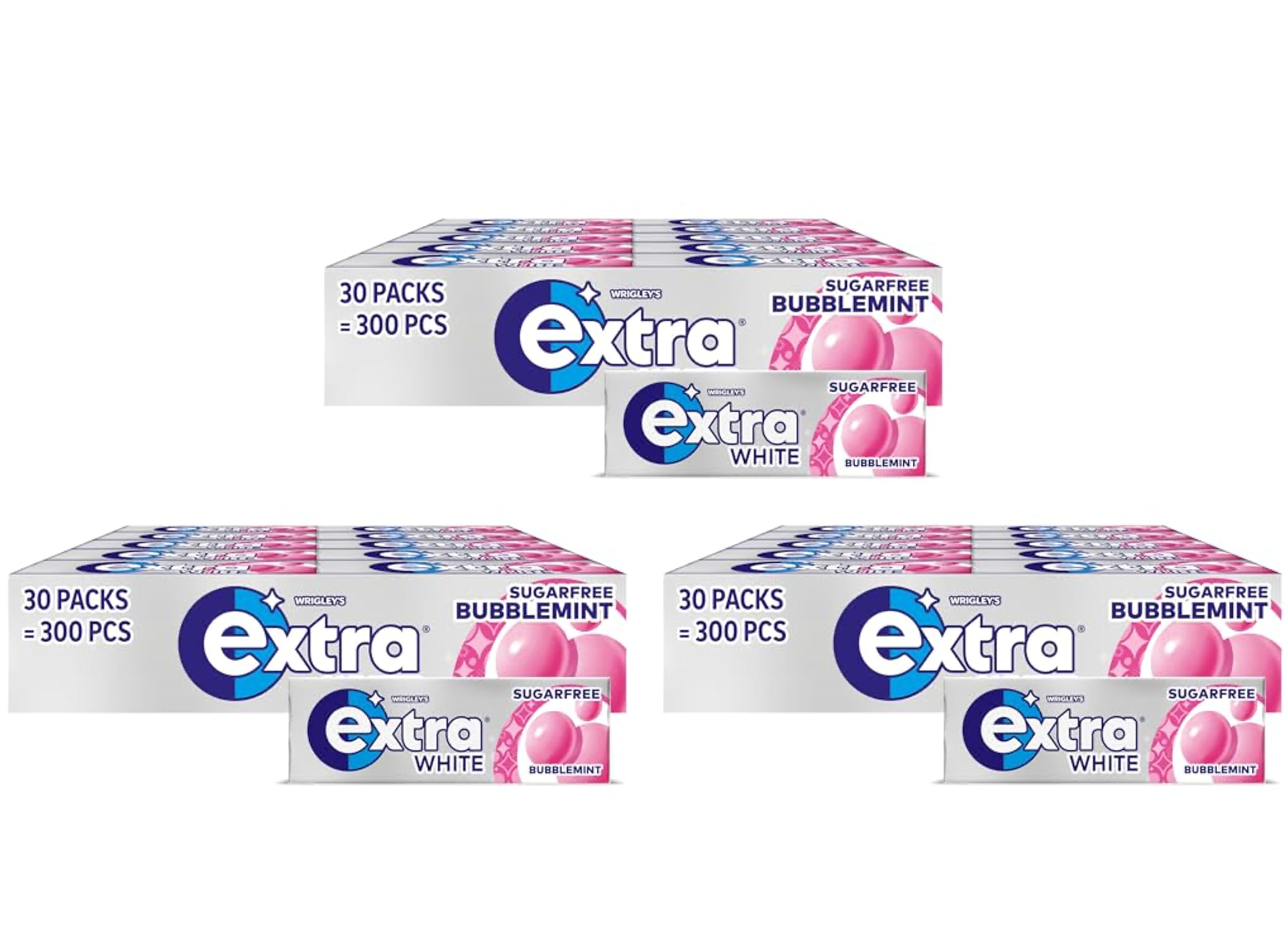 Extra Chewing Gum Bubblemint Flavour Sugar Free, 90 Packs of 10 Pieces ...