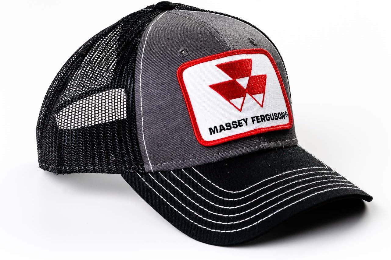 J&D Productions, Inc. Massey Ferguson Tractor Hat, Gray with Black Mesh ...