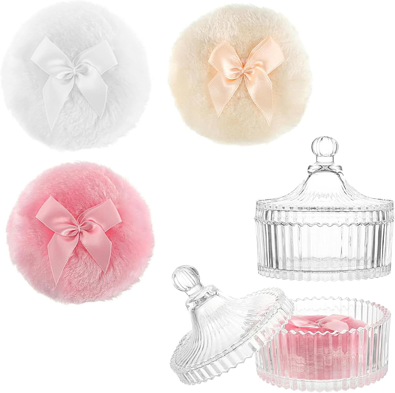 Amazon.com: Tioncy 3 Pcs Large Body Powder Puff and Container Powder ...