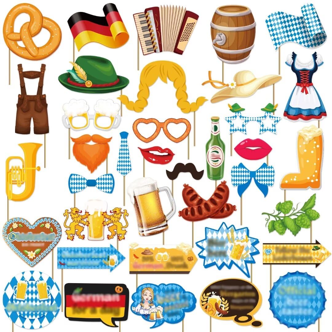 Amazon.com: 38Pcs German Beer Decorations Photo Booth Props, German ...