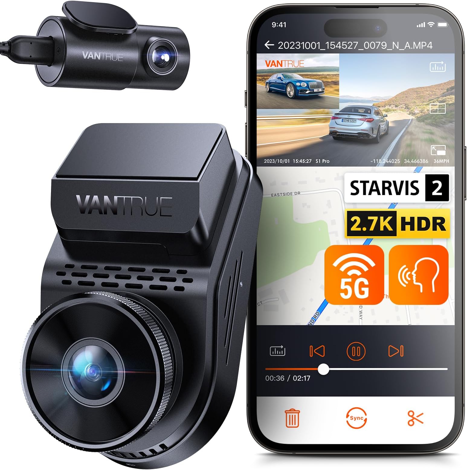 Garmin Dash Cam Tandem, Compact Dual-Lens Dash Camera with Two 180 ...