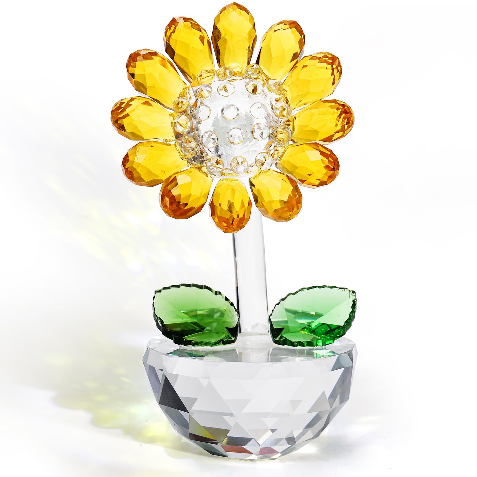 Amazon.com: TOPZEA Crystal Sunflower Figurine, Glass Flower ...