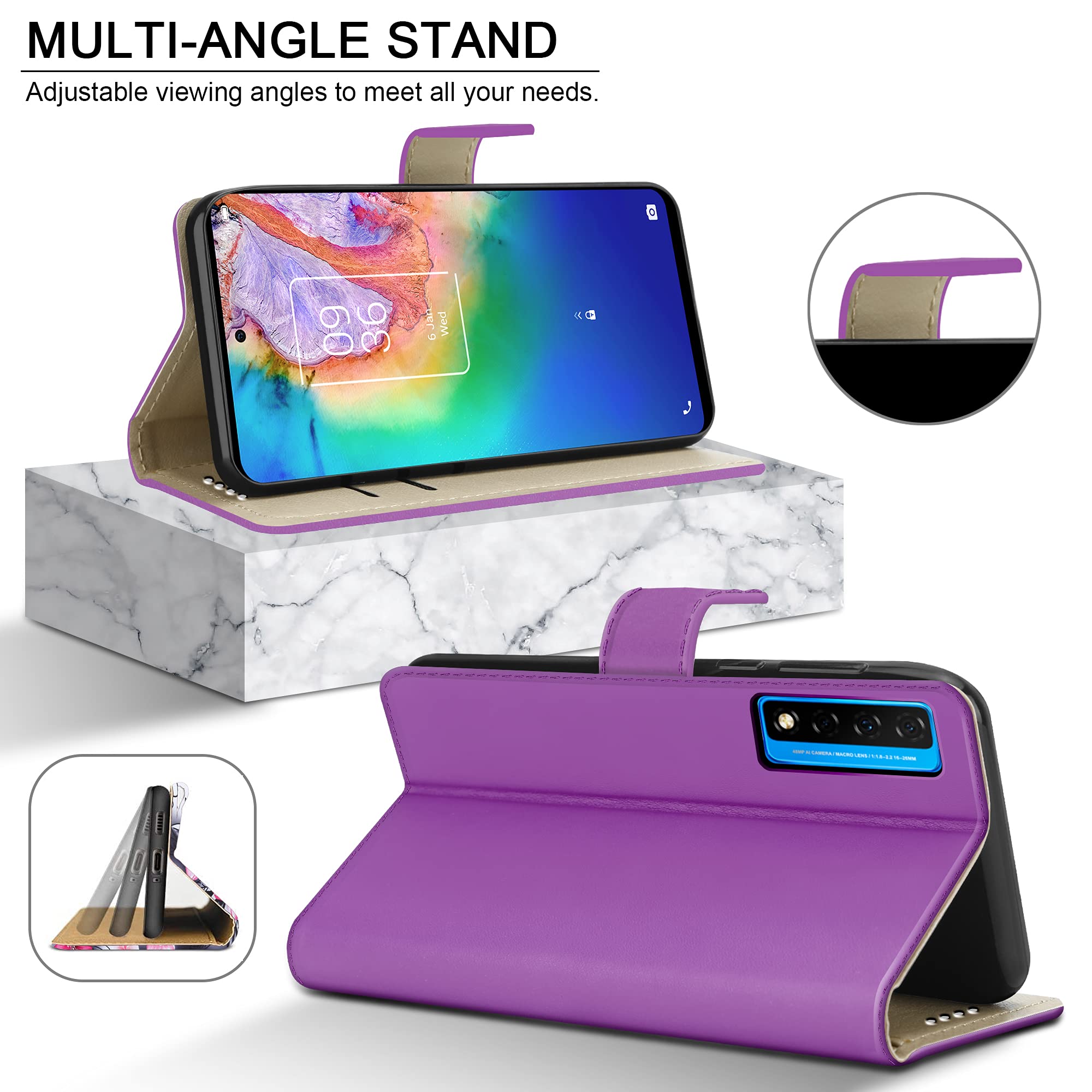 For TCL 305 306 403 405 40 SE 40R Case Leather Wallet Phone Cover ...