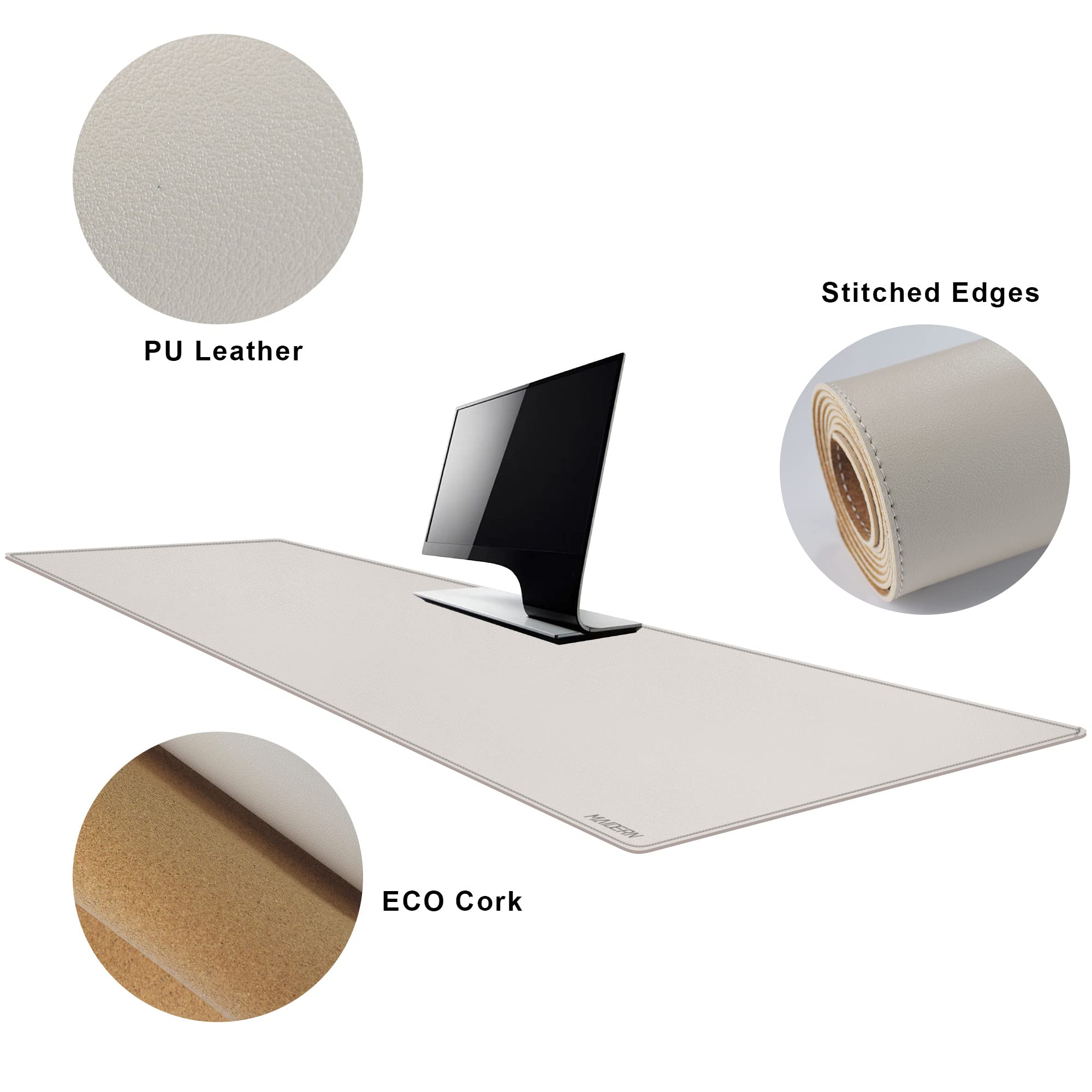 Snapklik.com : MAIDERN Cork & Leather Desk Mat, 63 X 23.6, Dual Sided ...